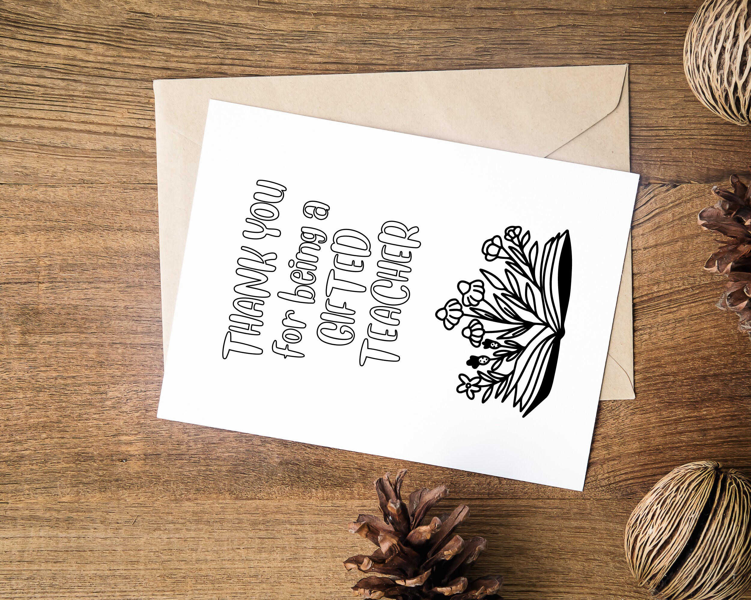 Gifted Teacher Card, Printable Coloring Thank You Card From Student ...