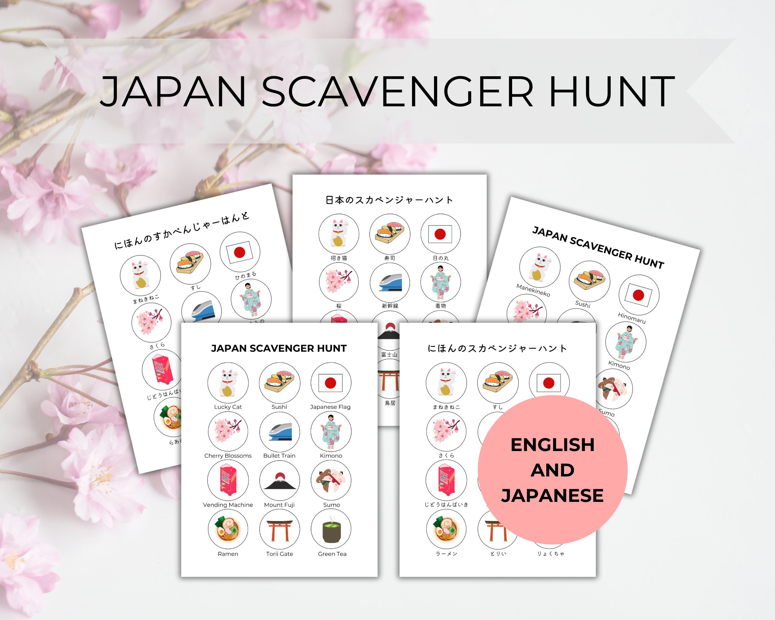 Japan Scavenger Hunt, Tokyo Travel Bingo, Party Game, Sightseeing ...