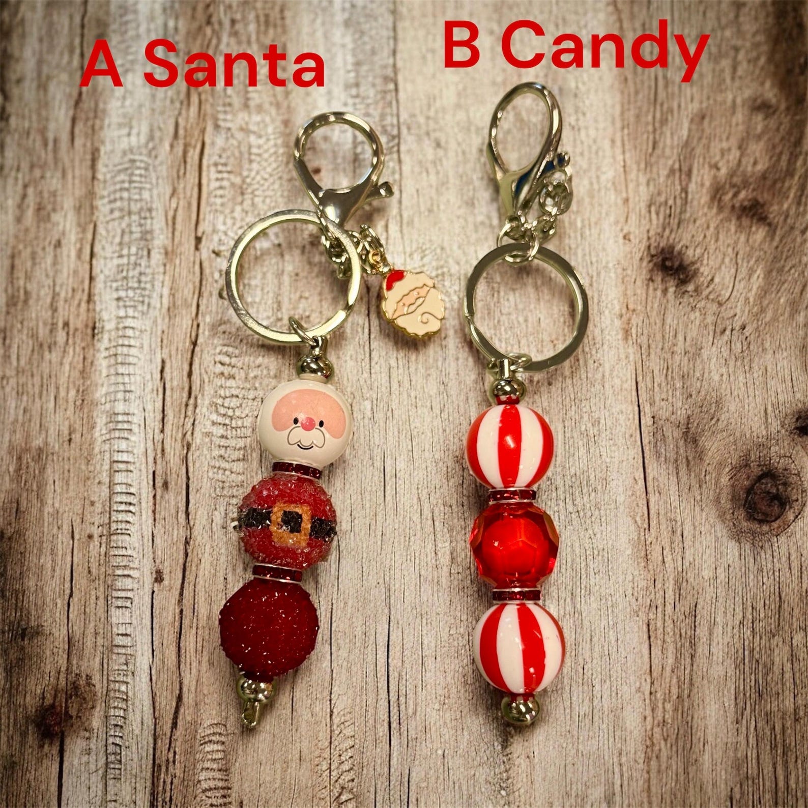 Christmas Keychains/holiday Keychains/beaded Christmas Keychain - Etsy