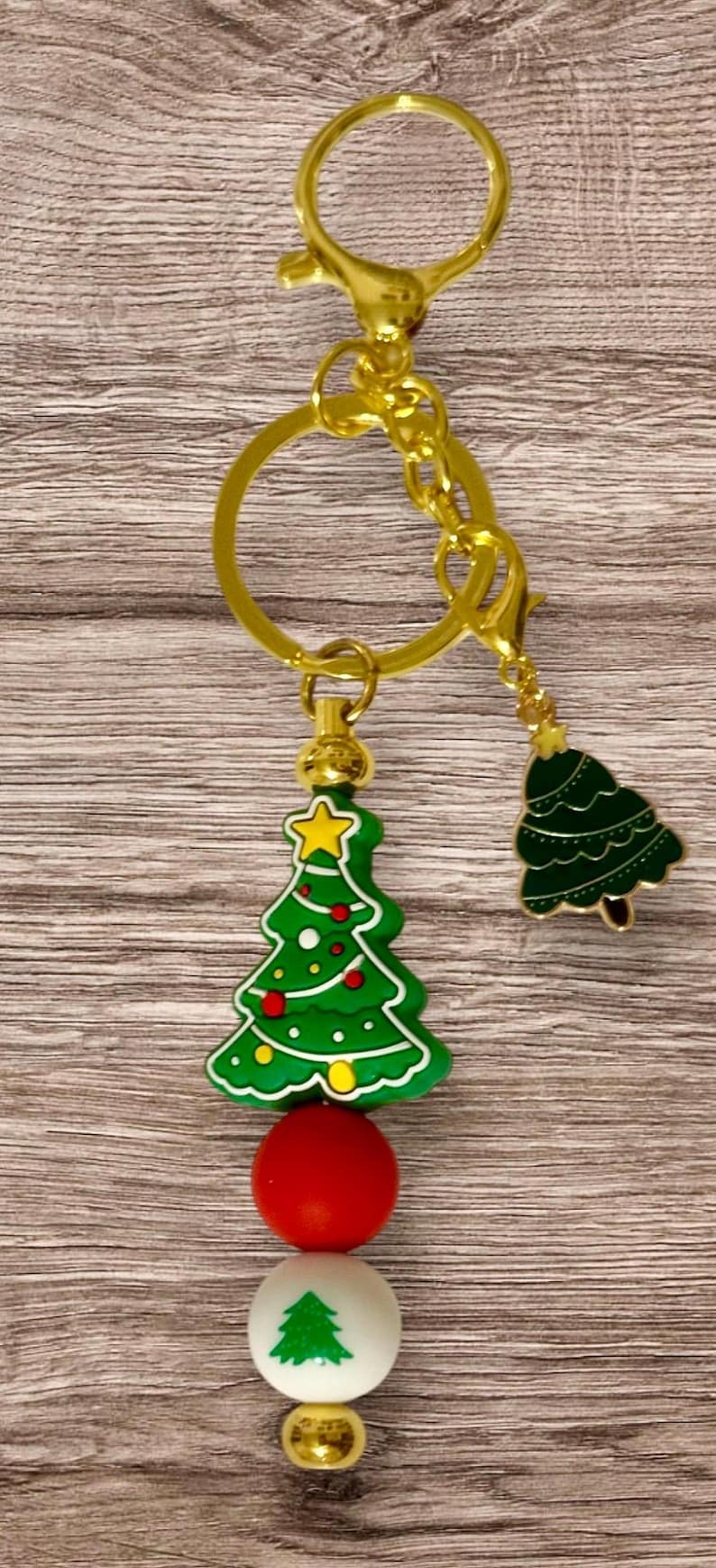 Christmas Keychains/holiday Keychains/beaded Christmas Keychain/bag or ...