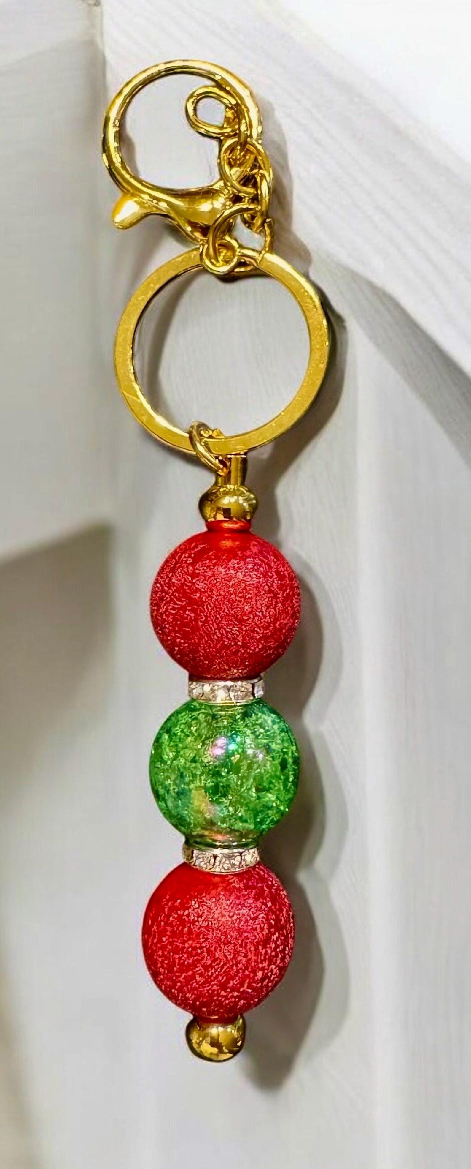 Christmas Keychains/holiday Keychains/beaded Christmas Keychain/bag or ...