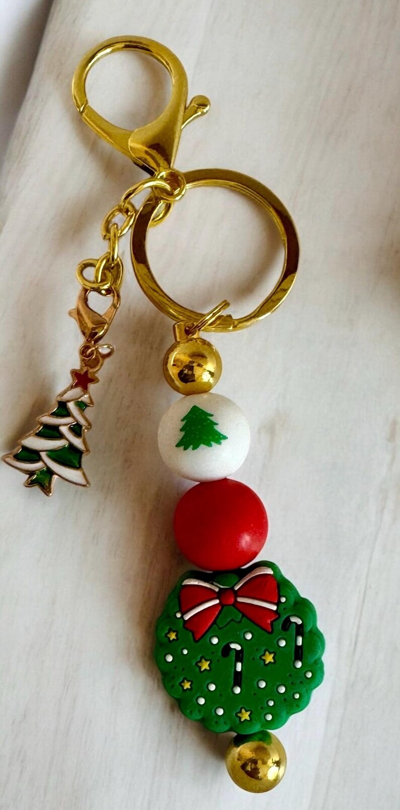 Christmas Keychains/holiday Keychains/beaded Christmas Keychain/bag or ...