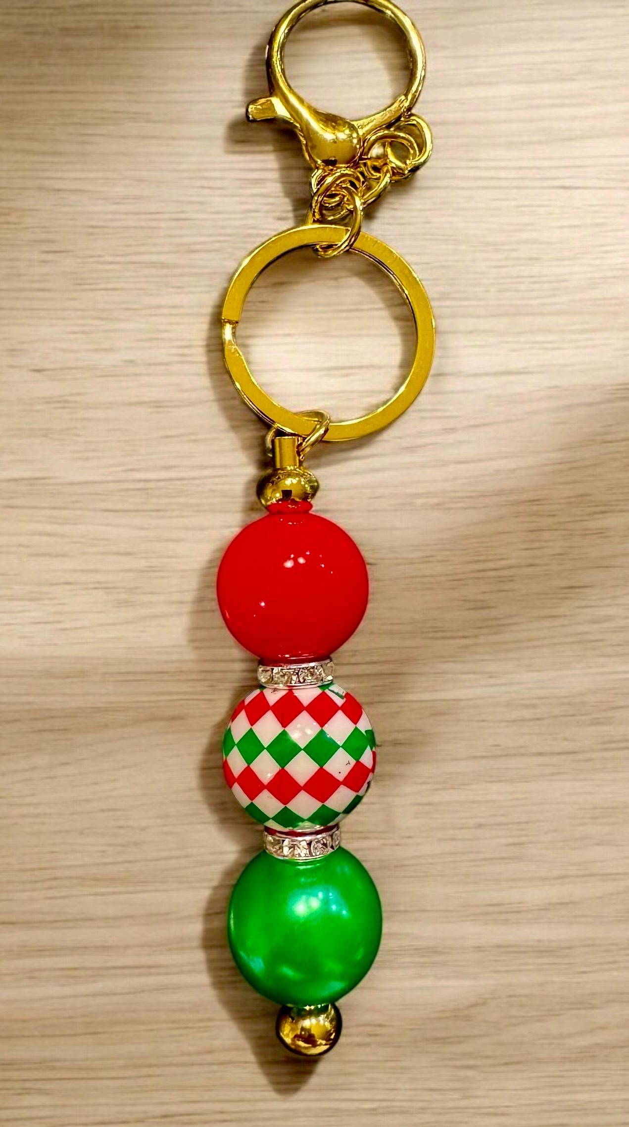 Christmas Keychains/holiday Keychains/beaded Christmas Keychain/bag or ...