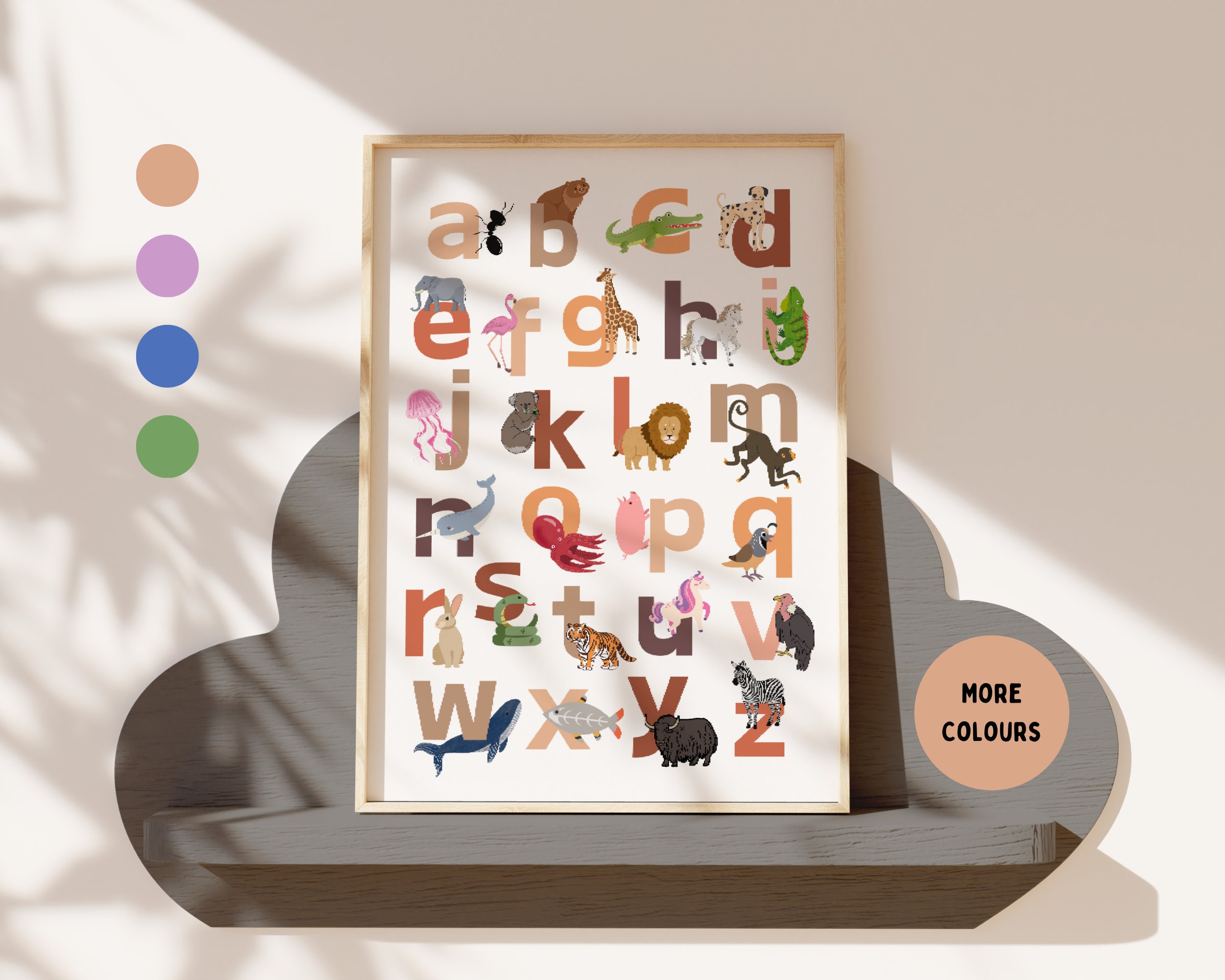 Kids ABC Alphabet Poster Childrens Wall Art Educational Prints Animal ...