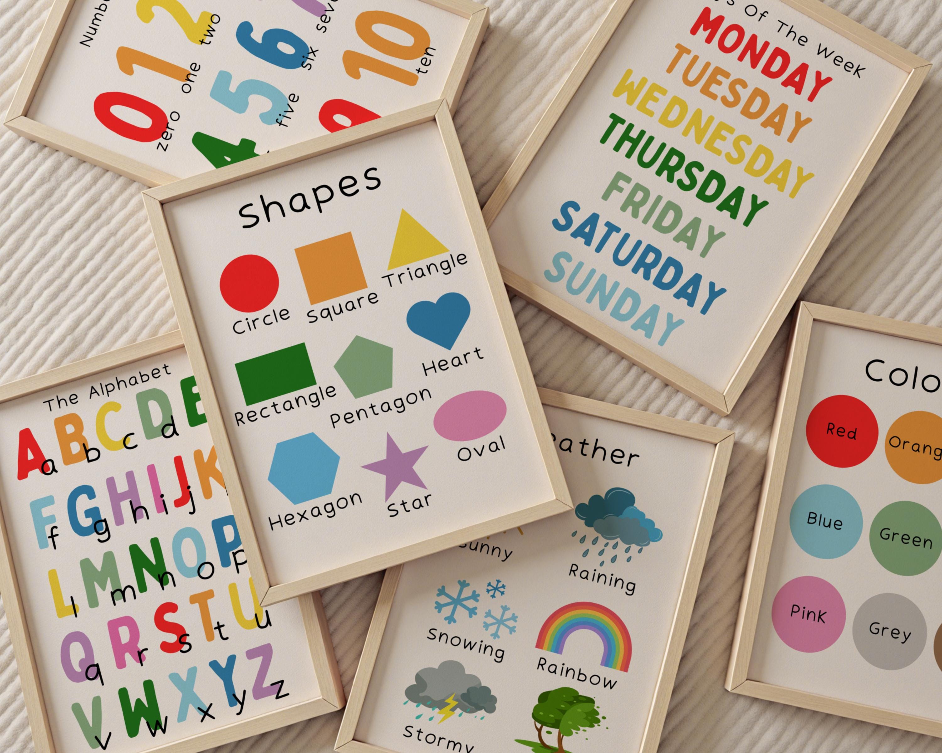 Educational Set of Prints | Children’s Bedroom Playroom Nursery Decor ...
