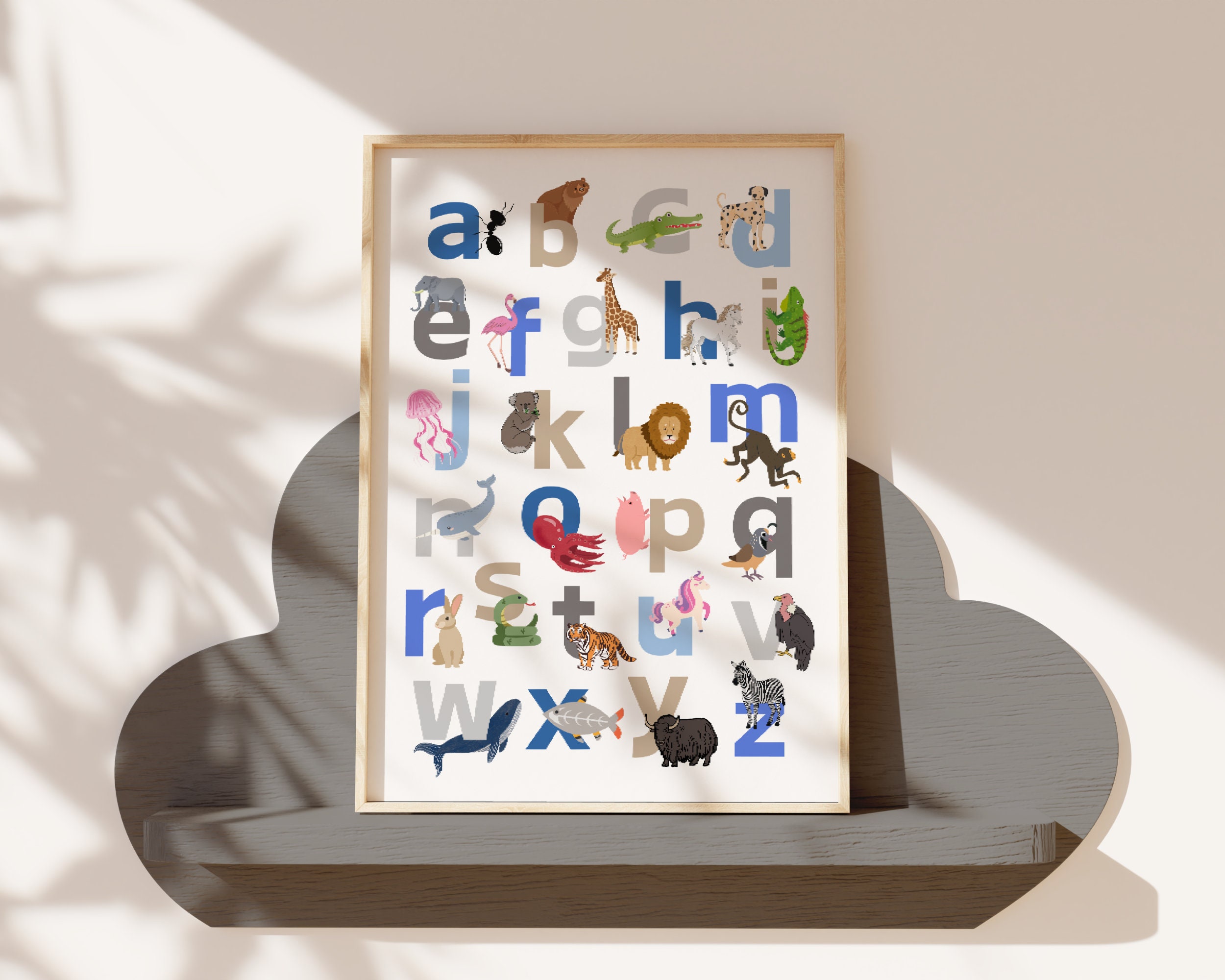 Kids ABC Alphabet Poster Childrens Wall Art Educational Prints Animal ...