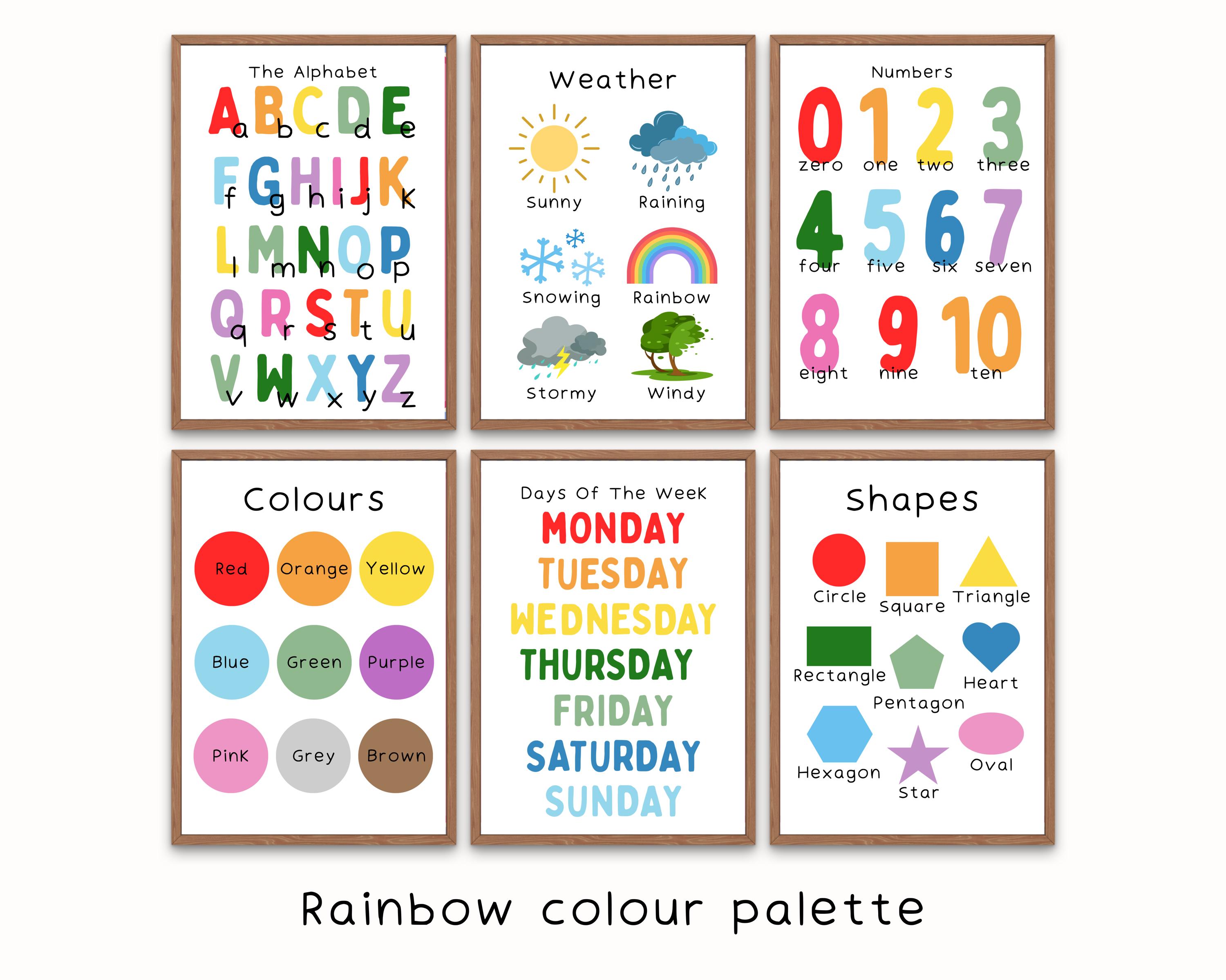 Educational Set of Prints | Children’s Bedroom Playroom Nursery Decor ...