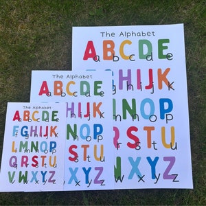 Kids Educational Set of Posters Childrens Wall Art ABC Alphabet Numbers ...