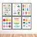 Kids Educational Set of Posters Childrens Wall Art ABC Alphabet Numbers ...
