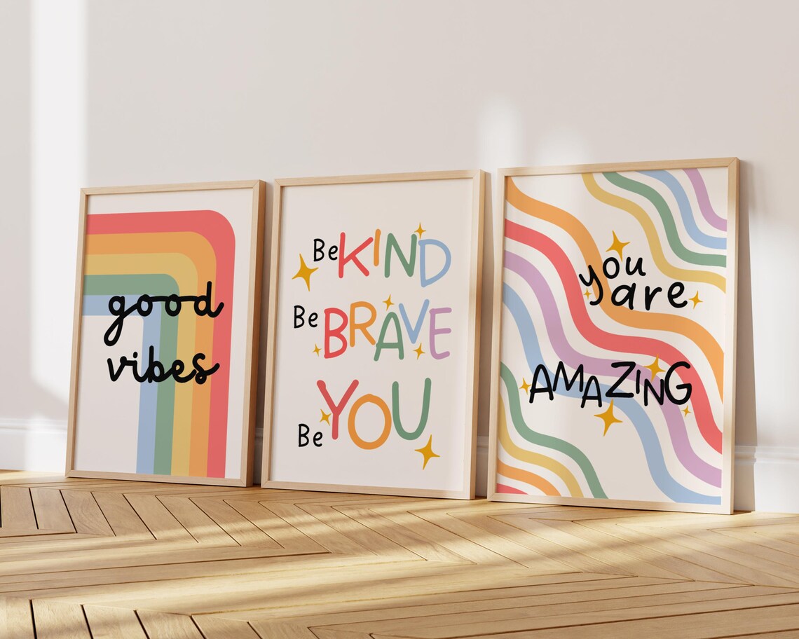 Children's Affirmation Wall Art | Kids Bedroom Poster Set of 3 | Fun ...
