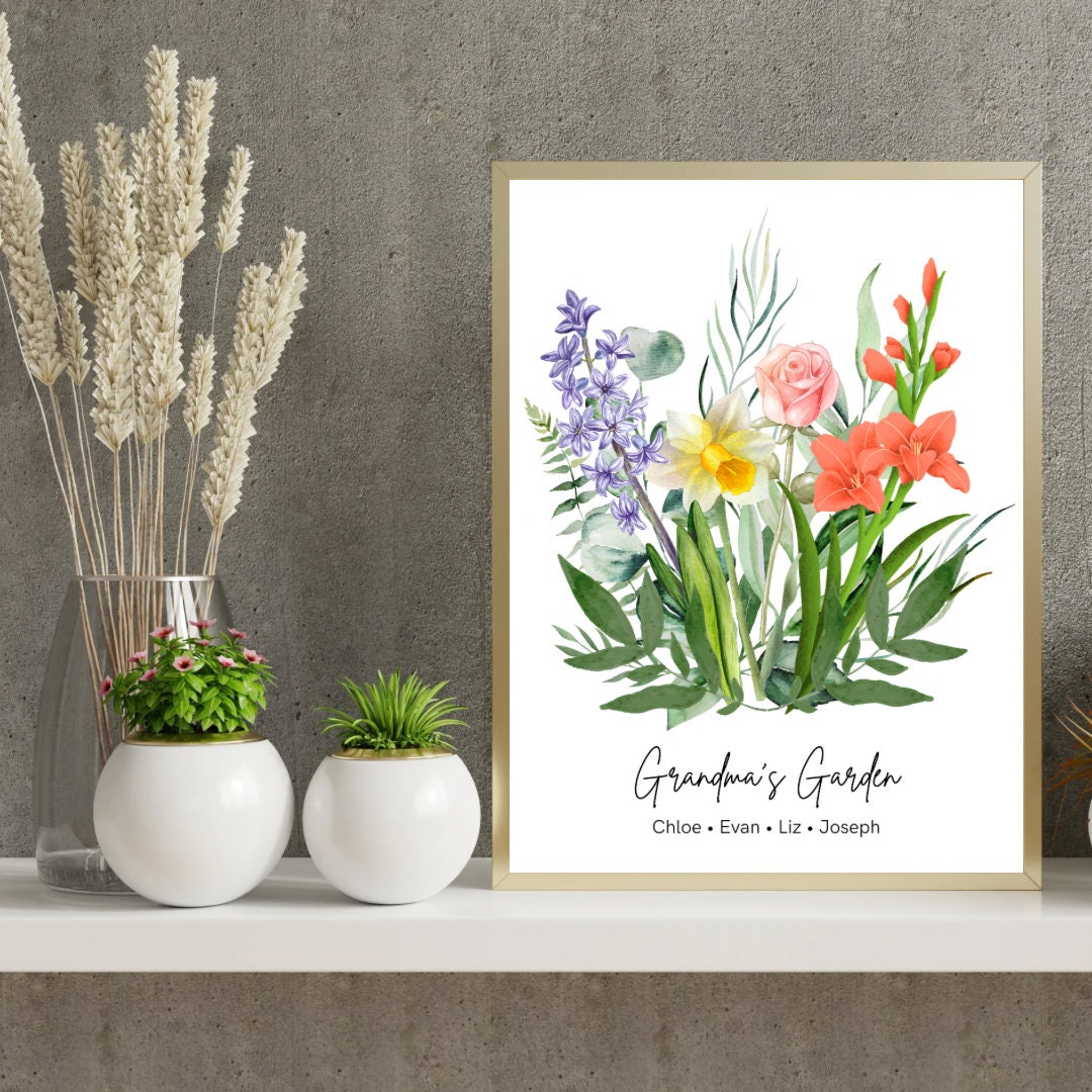 Birth Flower Family Bouquet Custom Digital Print Custom Birth Flower ...