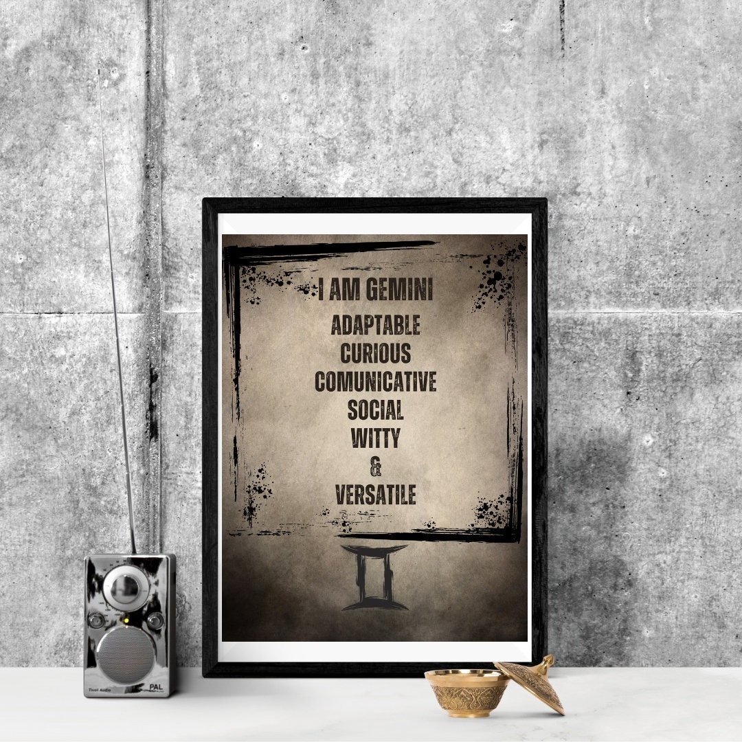Gemini Premium Zodiac Poster for Personalized Home Décor - Etsy