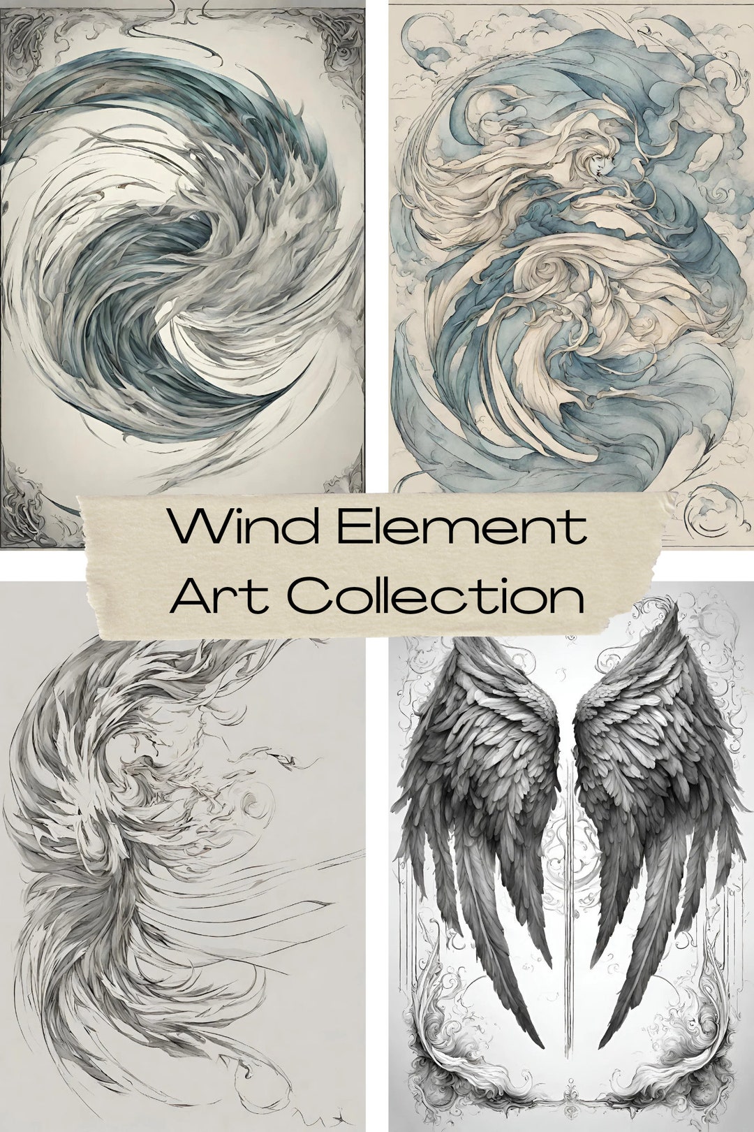 Wind Element Downloadable Digital Art 4-pack - Etsy