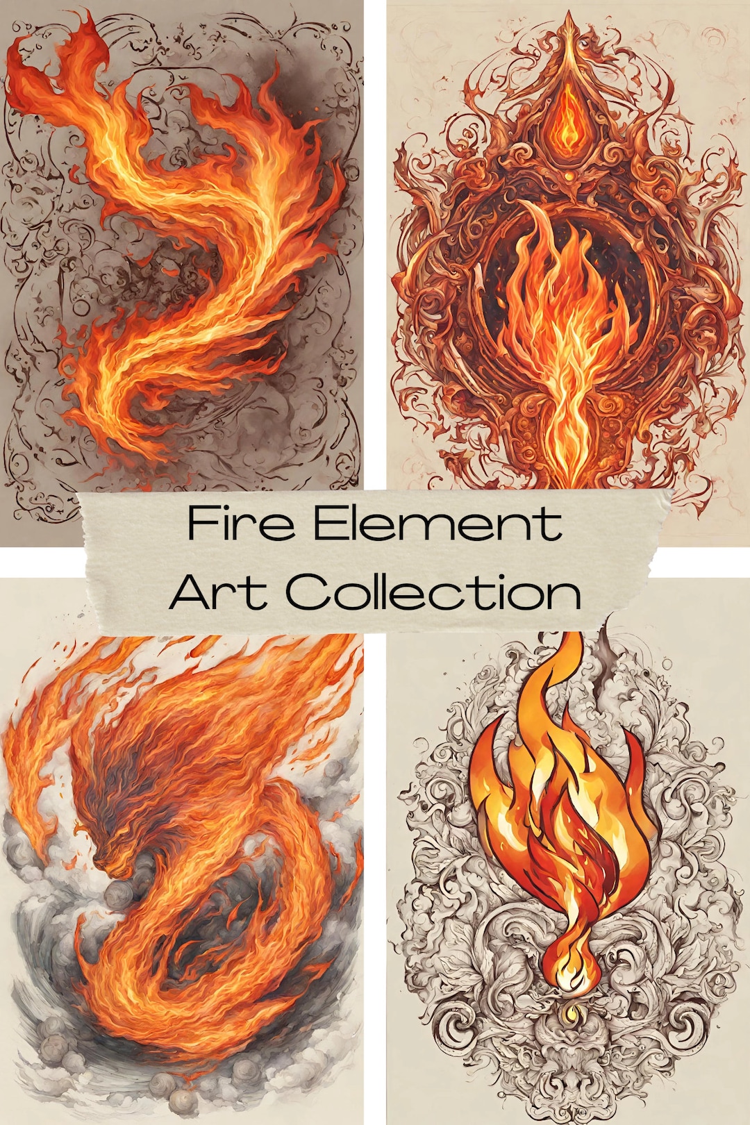 Fire Element Downloadable Digital Art 4-pack - Etsy