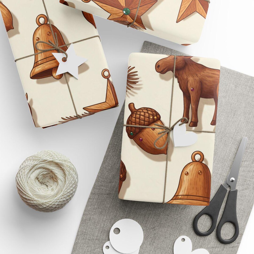 Rustic Moose and Owl Christmas Wrapping Paper, Woodland Wrap - Etsy