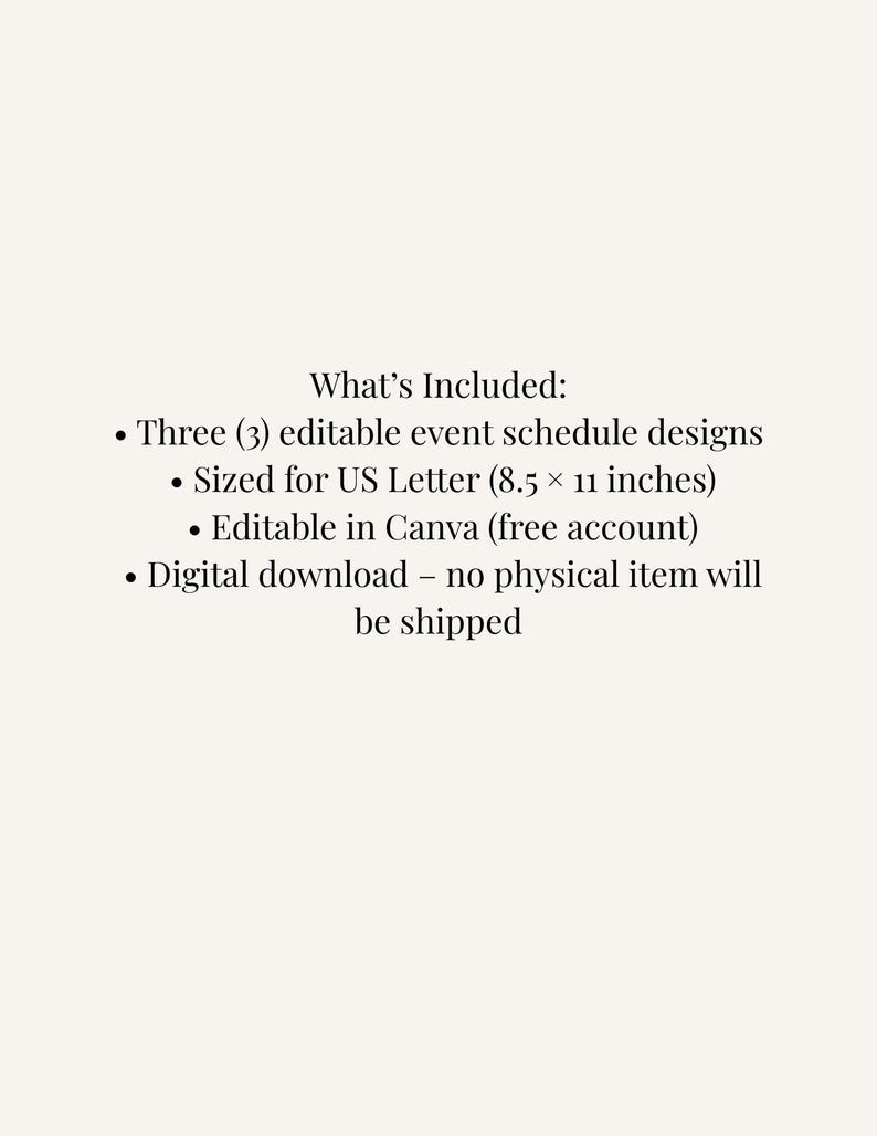 Editable Event Schedule Canva Template - Etsy