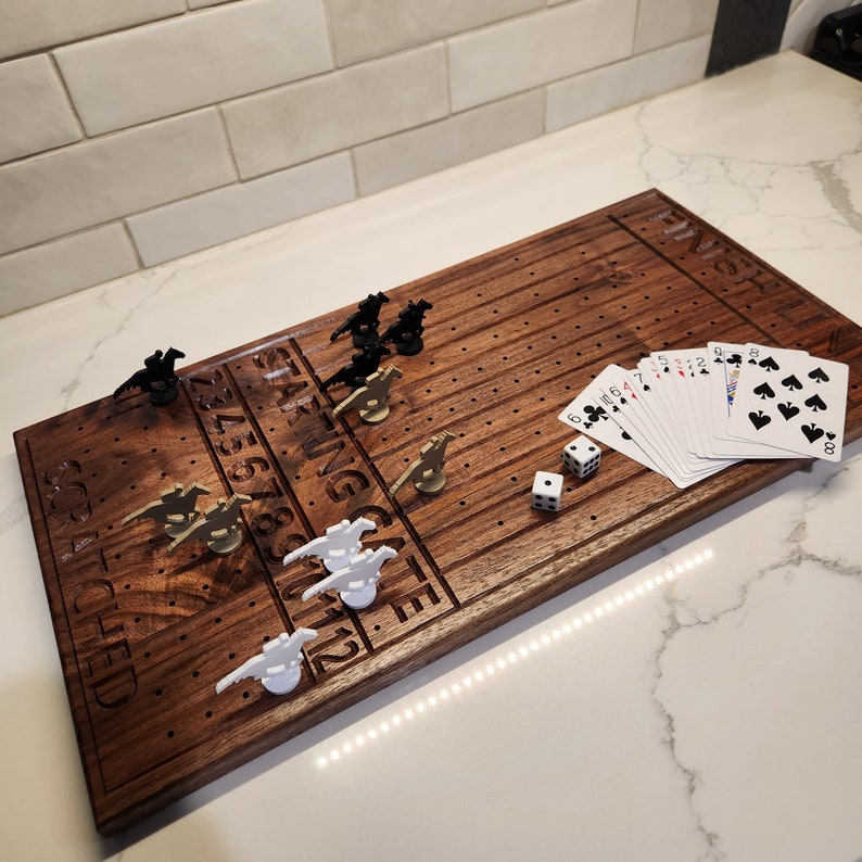 Horse Race Game; Handmade Hardwood Horse Racing Dice Card Party Game - Etsy