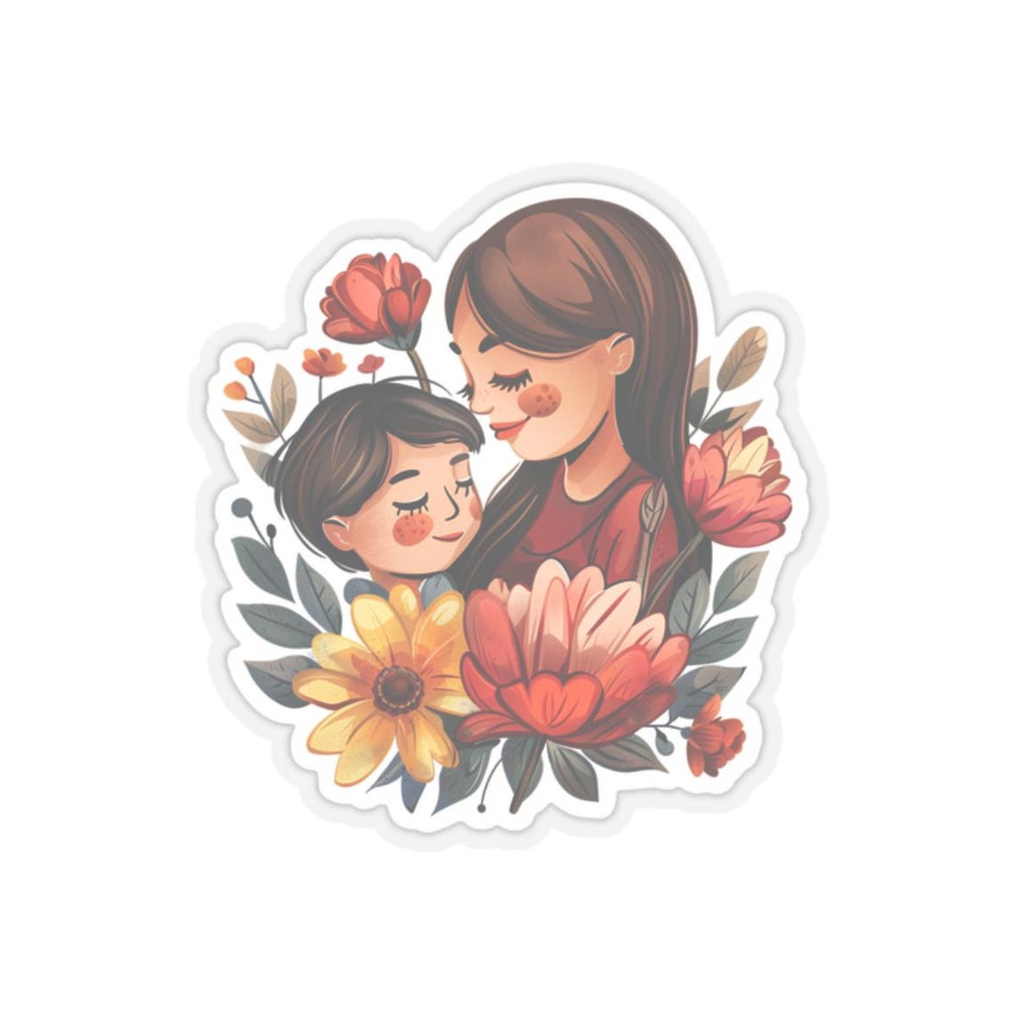Mother and Son Mother's Day Kiss-cut Stickers, Cute Family Sticker ...