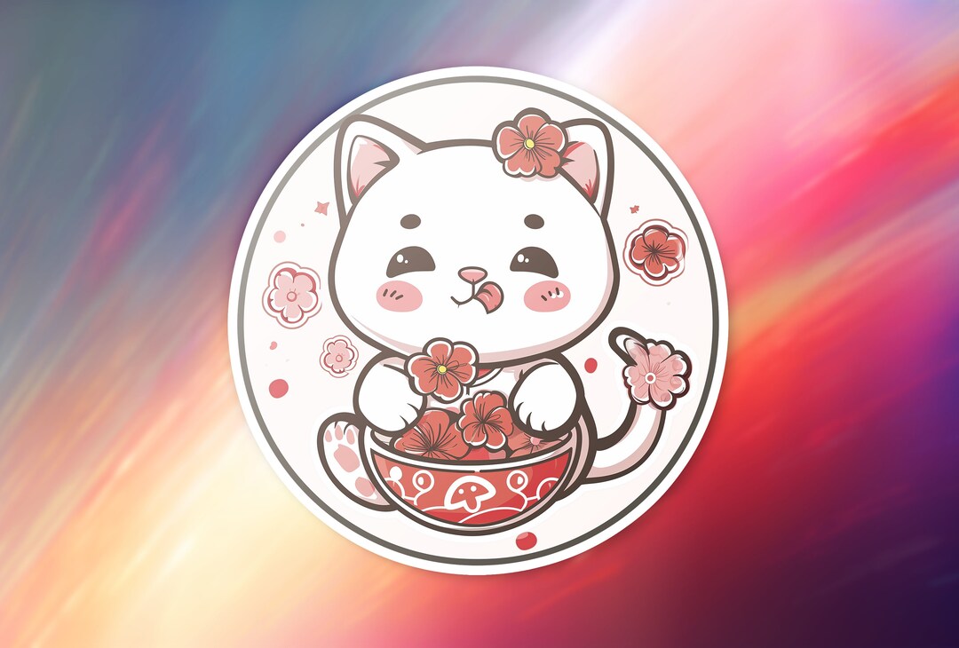 Cute Kawaii Lunar New Year Cat Sticker - Etsy