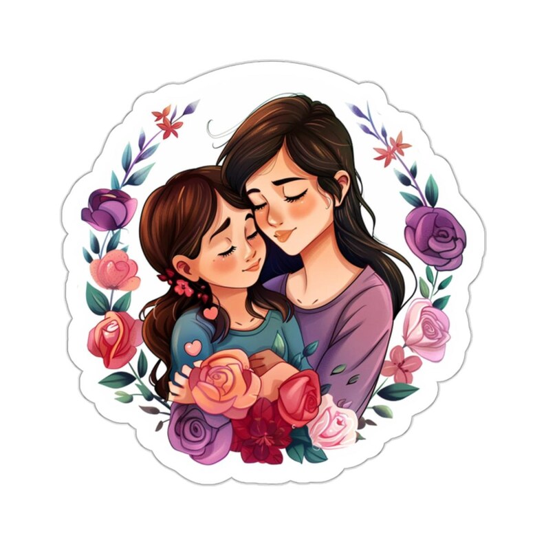 Mother and Daughter Kiss-cut Stickers, Mother's Day Gift, Cute Family ...
