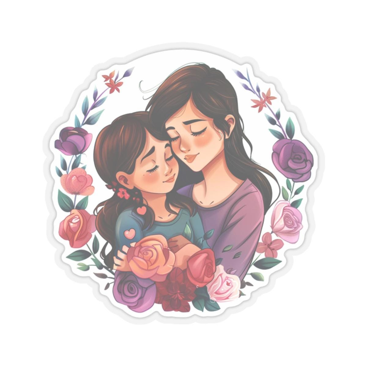 Mother and Daughter Kiss-cut Stickers, Mother's Day Gift, Cute Family ...