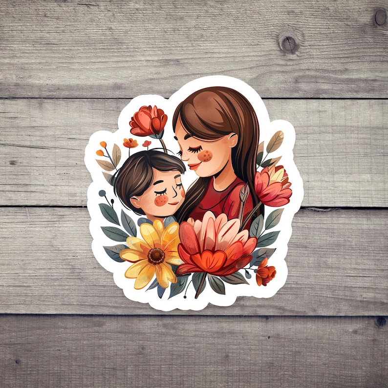 Mother and Son Mother's Day Kiss-cut Stickers, Cute Family Sticker ...