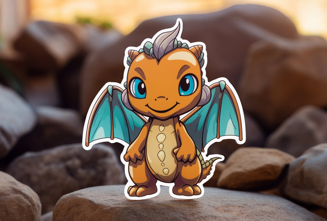 Cute Orange Baby Dragon Sticker - Etsy