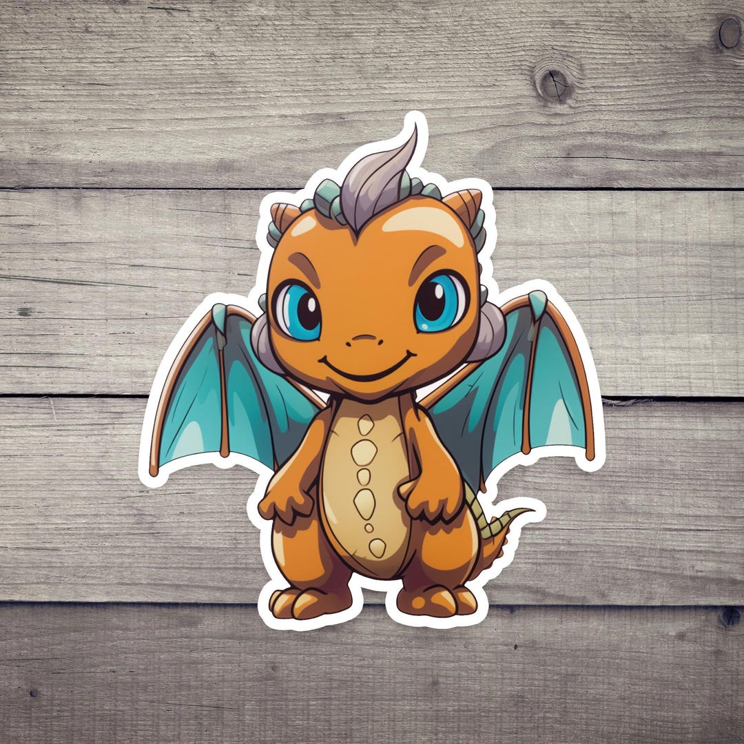 Cute Orange Baby Dragon Sticker - Etsy
