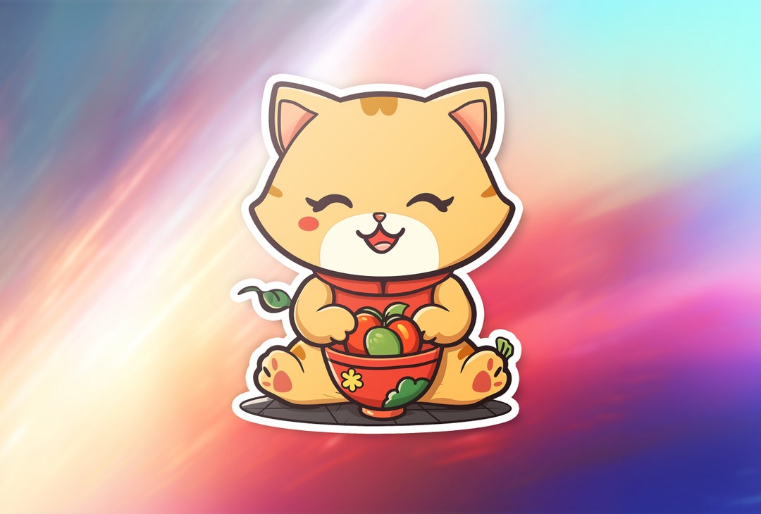 Cute Kawaii Lunar New Year Cat Sticker - Etsy