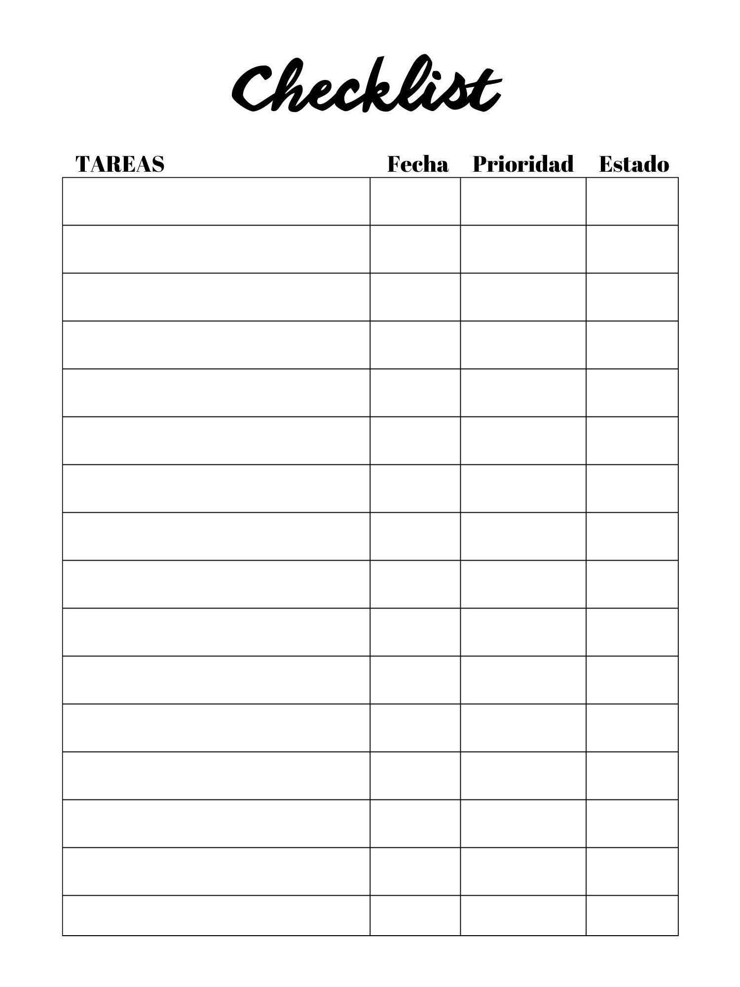 Lista de verificación I Check List I Imprimible I Tamaños carta A4 y EE ...