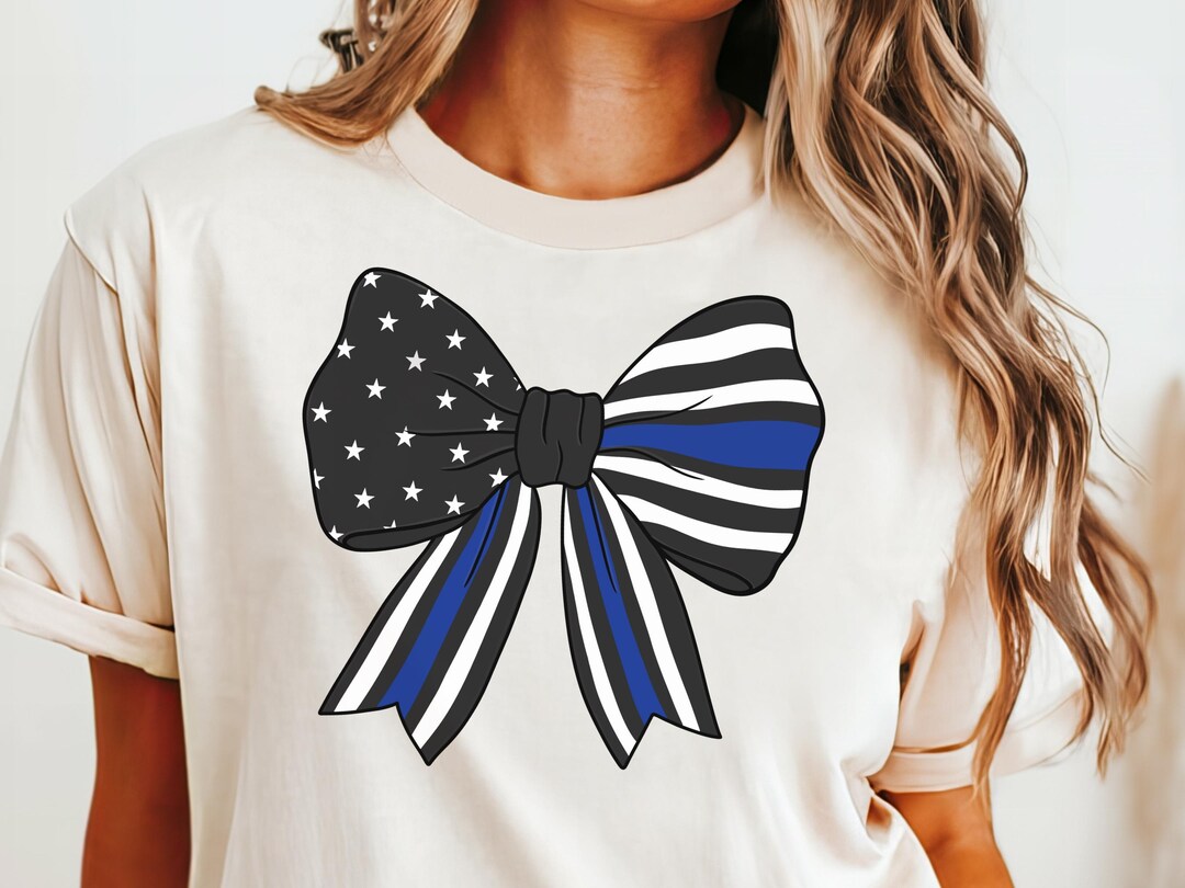Thin Blue Line Bow Glitter PNG Police Wife Cop Wifey Law Enforcement ...