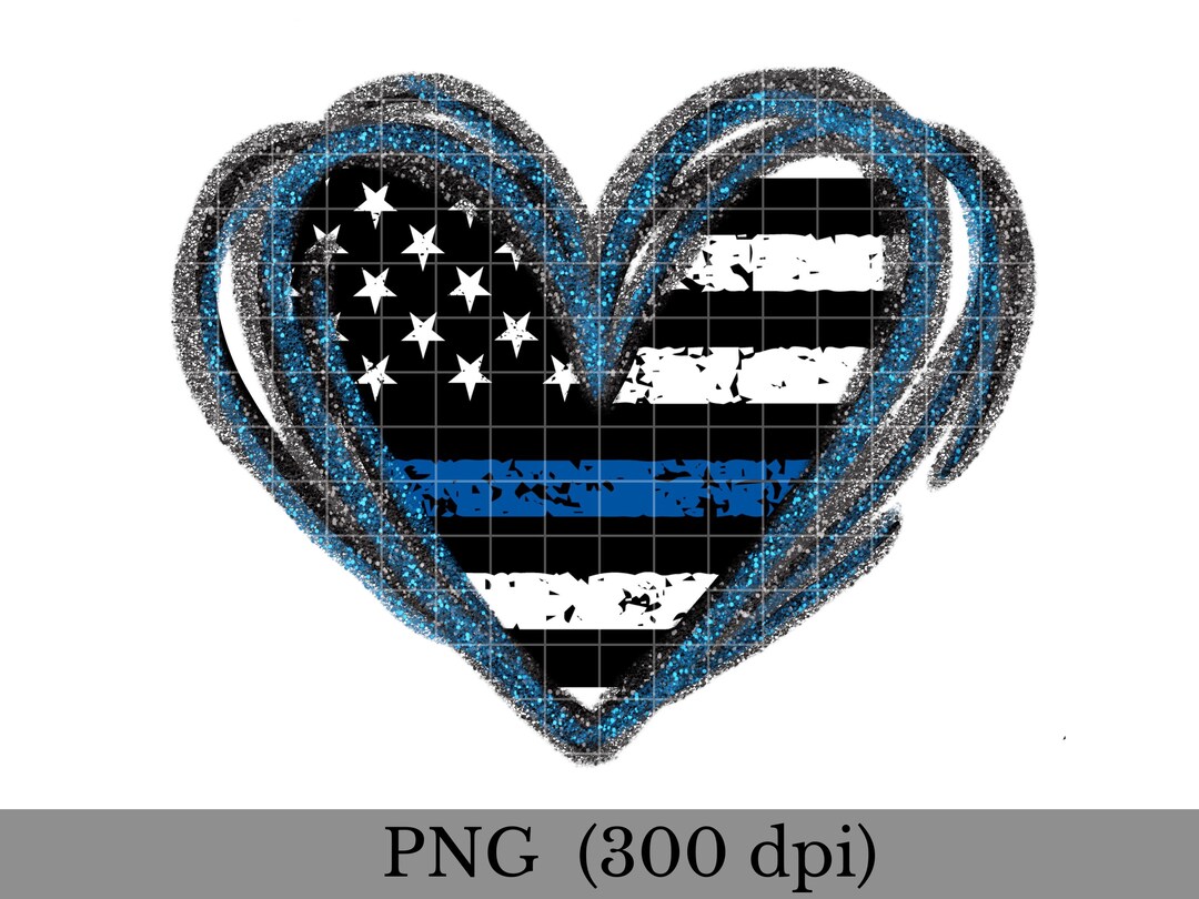Thin Blue Line Heart Glitter PNG Police Wife Cop Wifey Law Enforcement ...