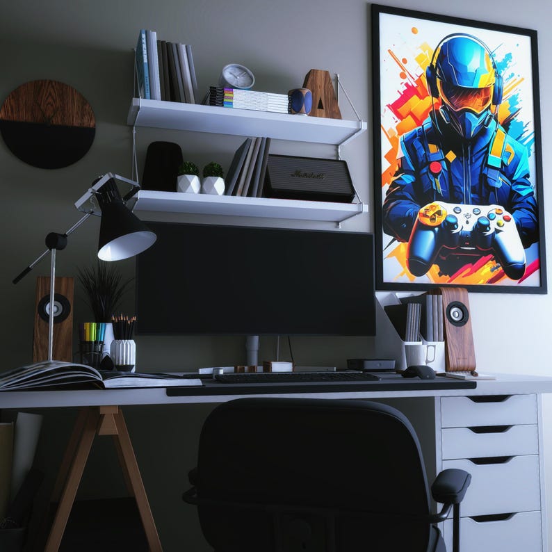 Gamming Wallpeper Gamepad Wall Decor Printable Dijital Art High Quality ...