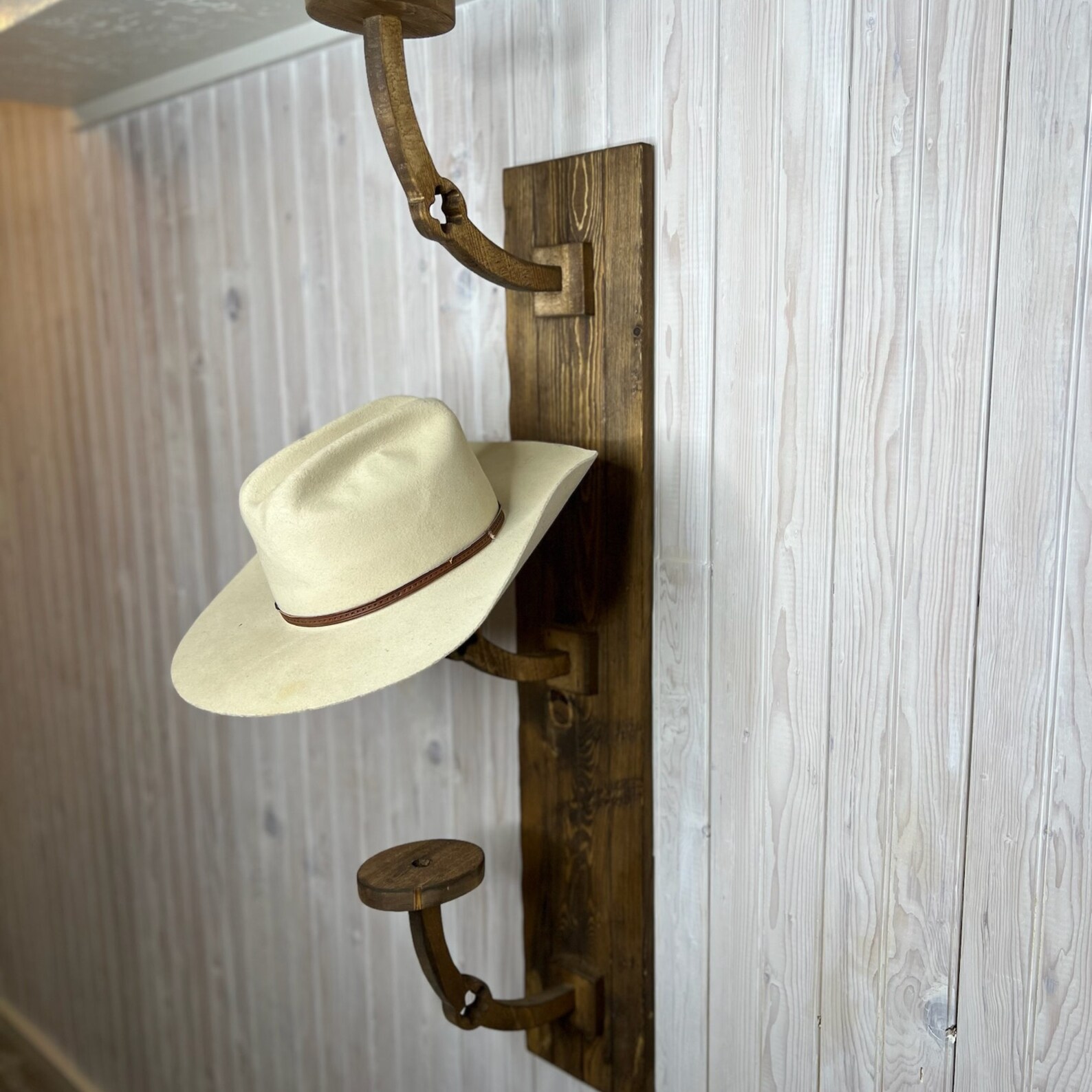 Custom Triple Hook Wood Cowboy Hat Rack - Etsy