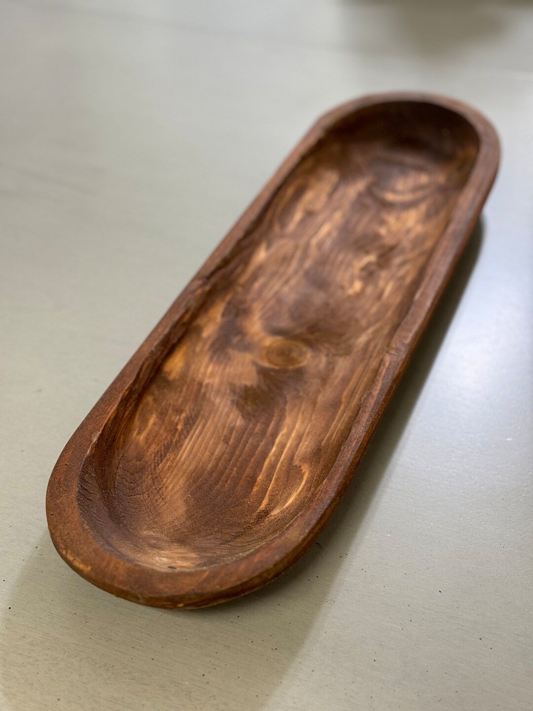 Decorative Bowl Long Rustic Wood Bowl Handcrafted Centerpiece for Home ...