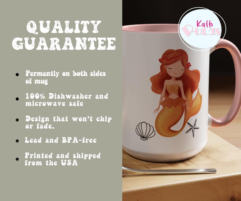 Personalized Mermaid Mug, Custom Name Cup, Watercolor Ocean Theme, Sea ...