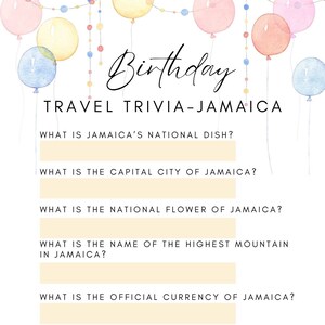 Printable Travel Trivia Game - Destination Jamaica - Fun & Educational ...