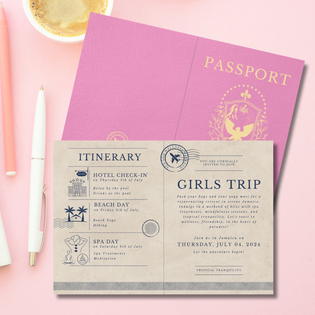 Passport Invitation Template for Destination Wedding, Birthday Party ...