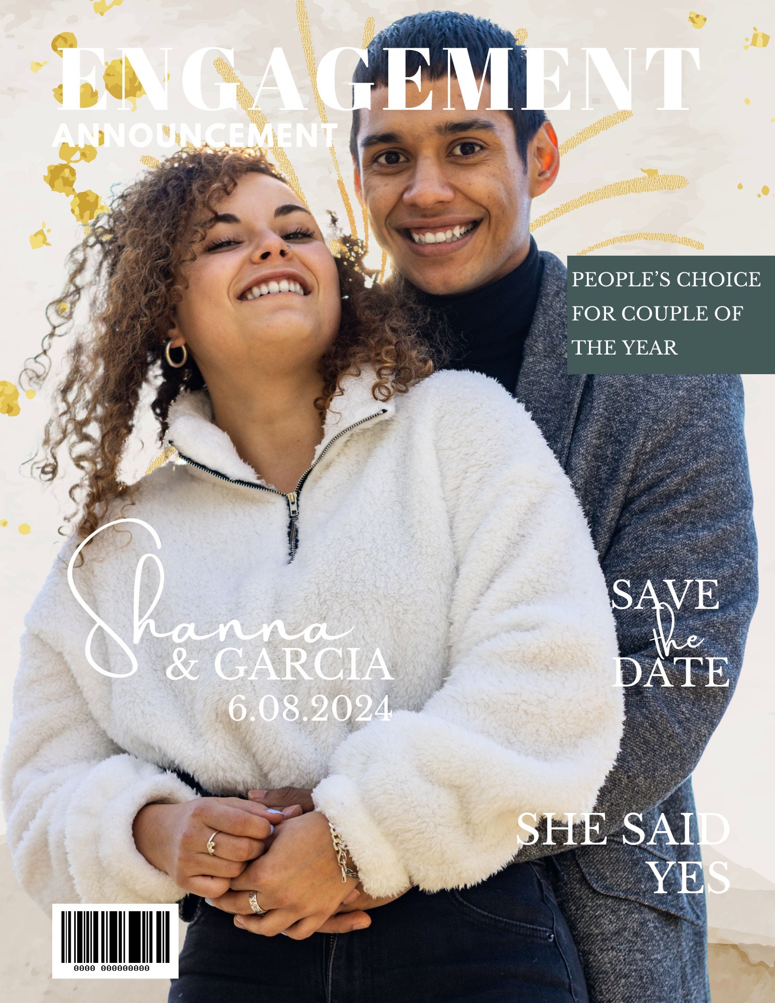 Customizable Editable Engagement Announcement Magazine Cover Editable ...