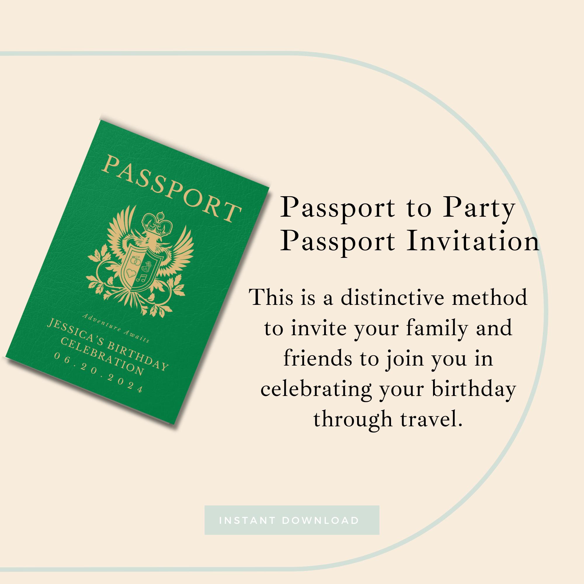 Passport Invitation Template for Destination Wedding, Birthday Party ...