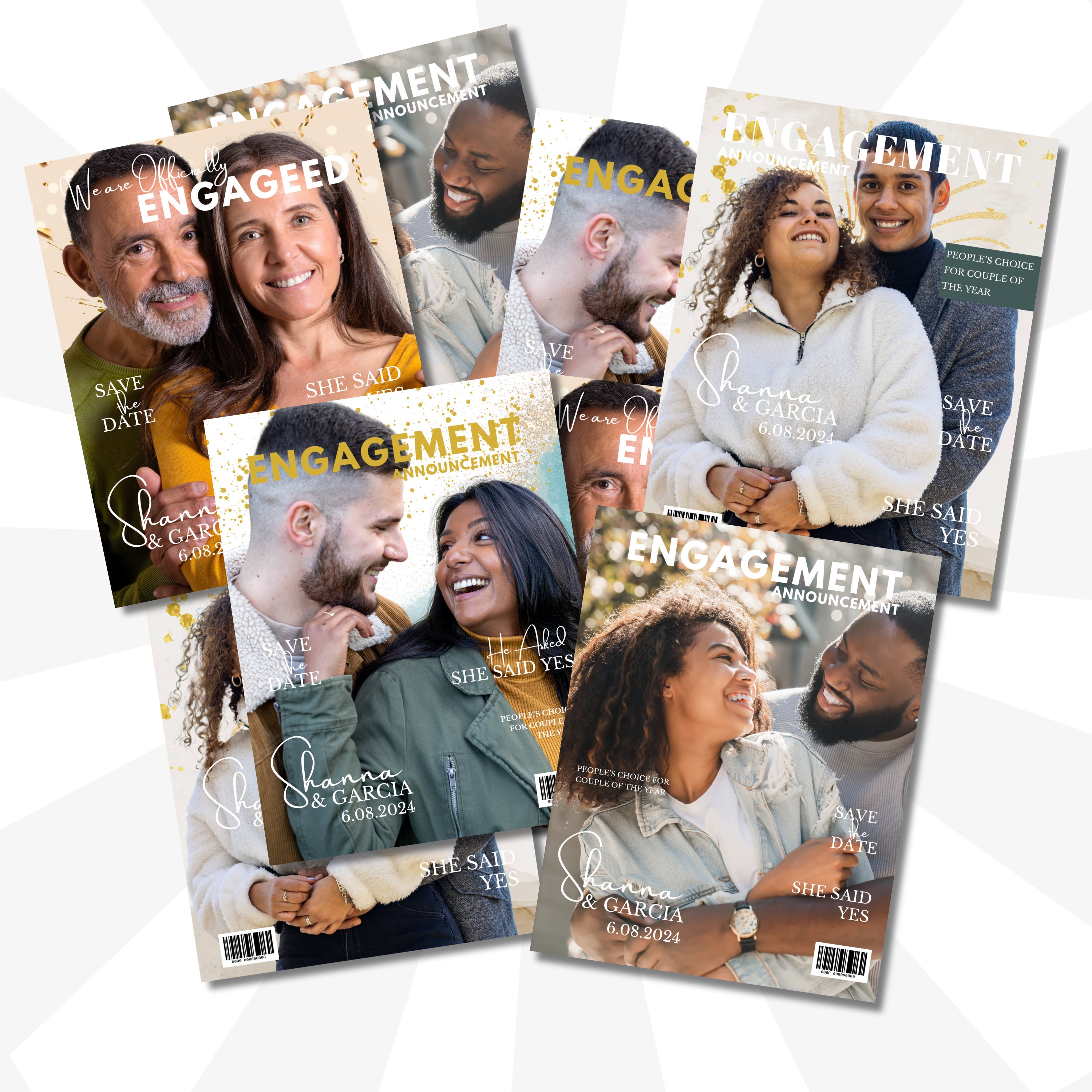 Customizable Editable Engagement Announcement Magazine Cover Editable ...