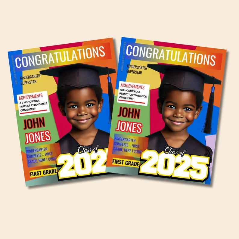 Kids DIY Graduation Magazine Cover Personalized Senior Graduation ...