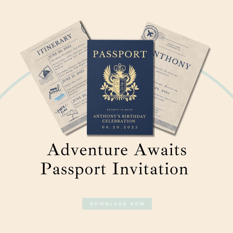 Passport Invitation Template for Destination Wedding, Birthday Party ...