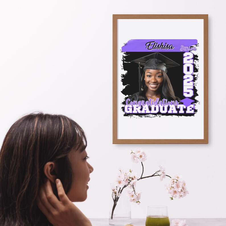 Purple Lilac Graduation Poster Template – Easy Editable Canva Design ...