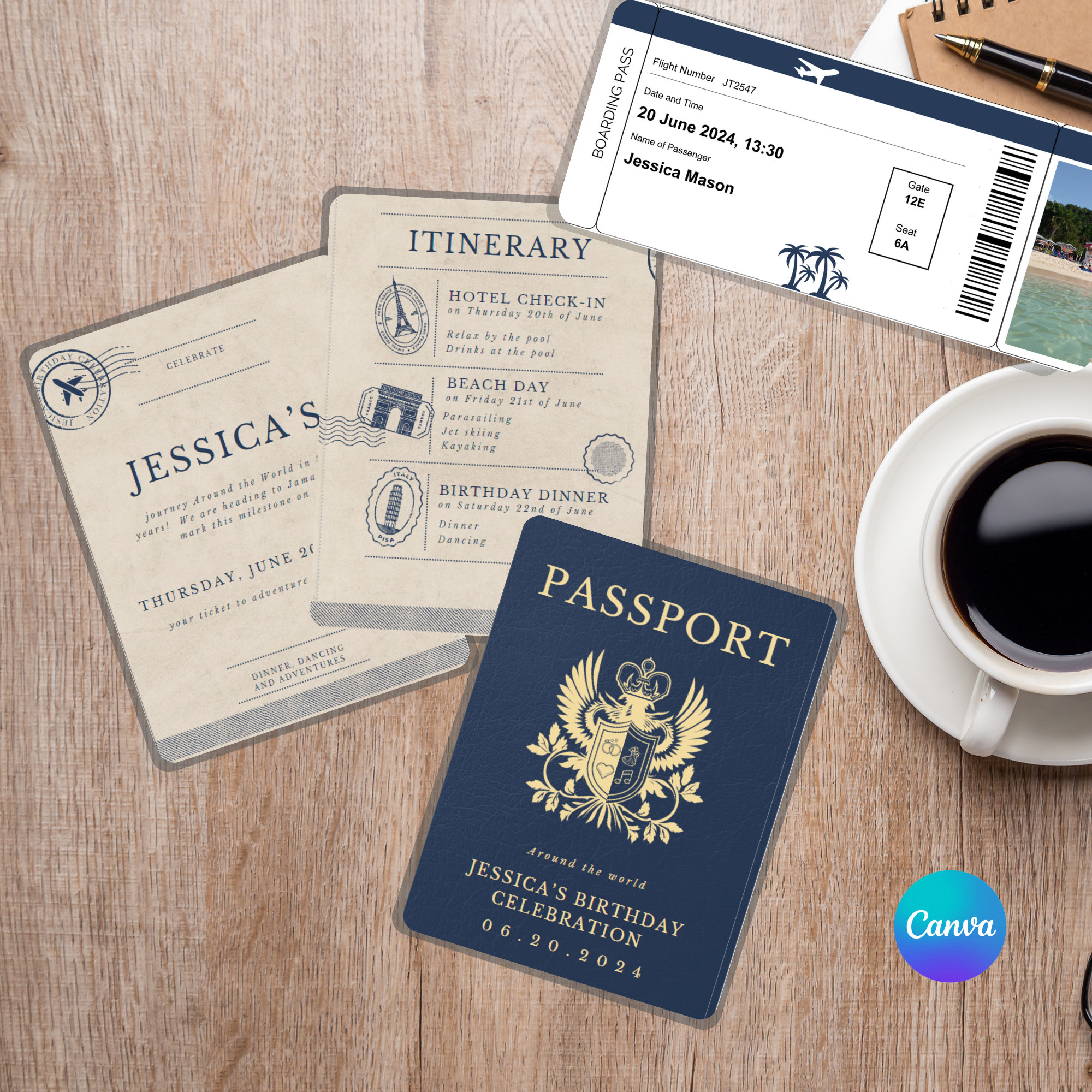 Passport Invitation Template for Destination Wedding, Birthday Party ...