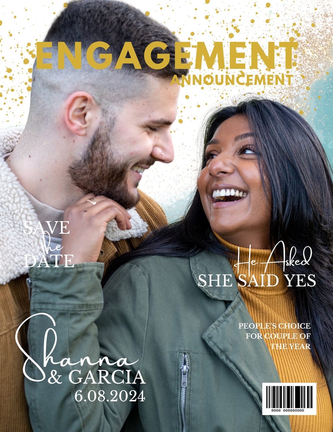 Customizable Editable Engagement Announcement Magazine Cover Editable ...