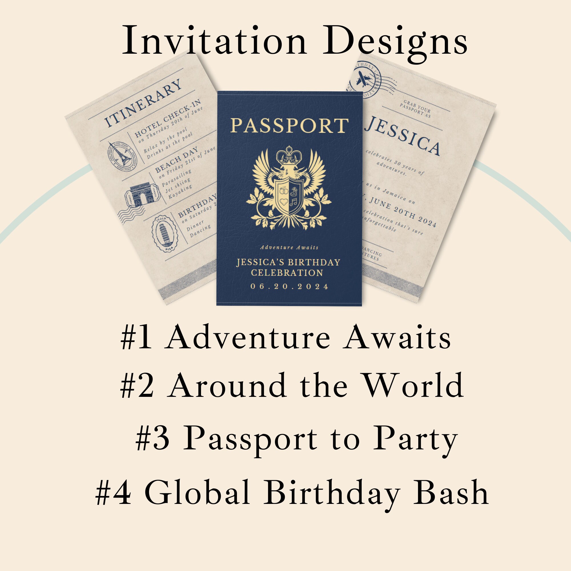We Customize Your Passport Birthday Invitations, Personalized Travel ...