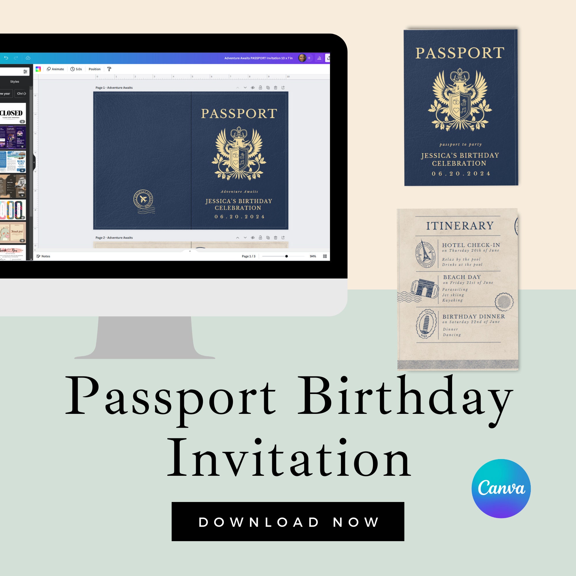 Passport Invitation Template for Destination Wedding, Birthday Party ...