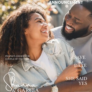 Customizable Editable Engagement Announcement Magazine Cover Editable ...