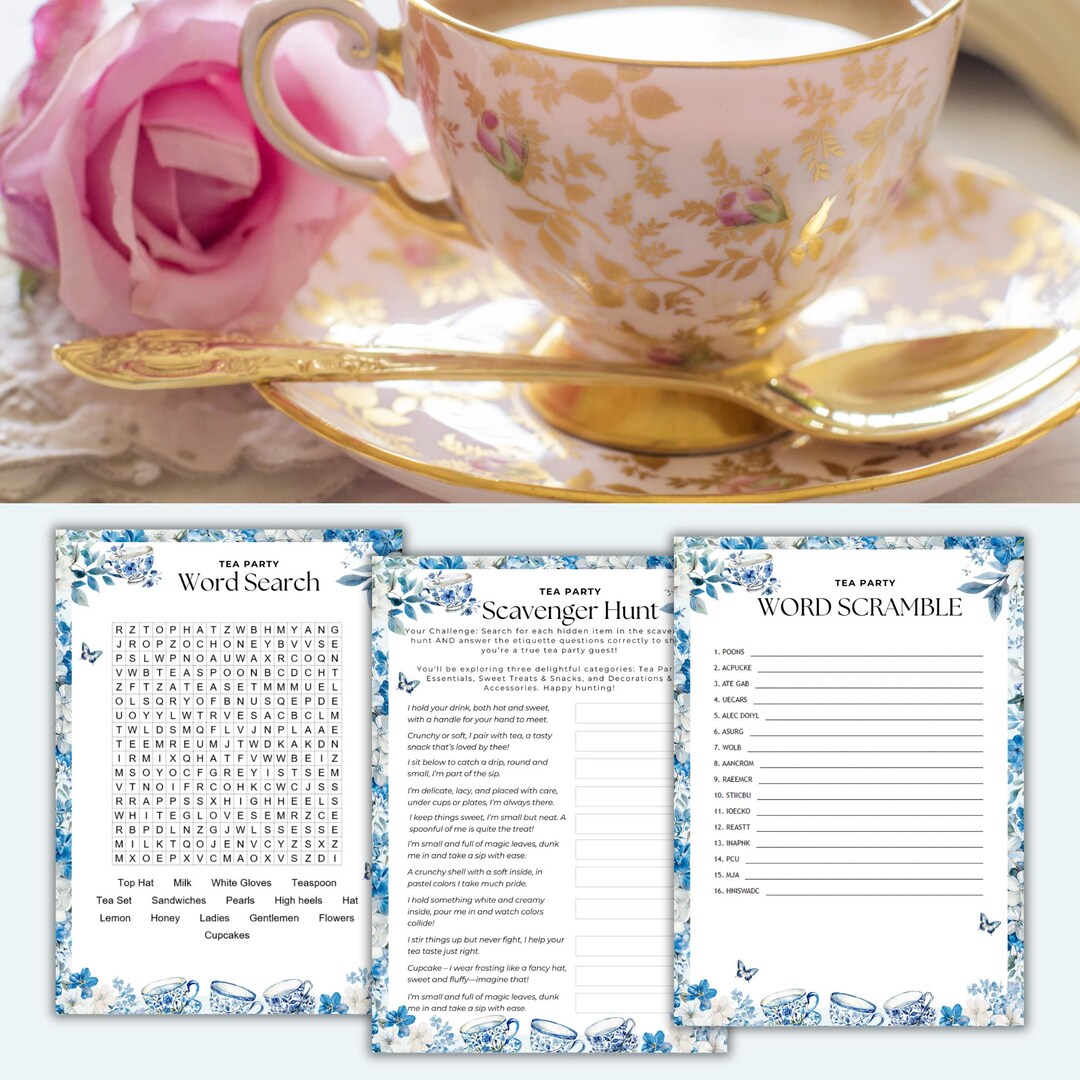 Tea Party Activity Bundle | 5 Fun Games + Answer Sheets | Printable ...